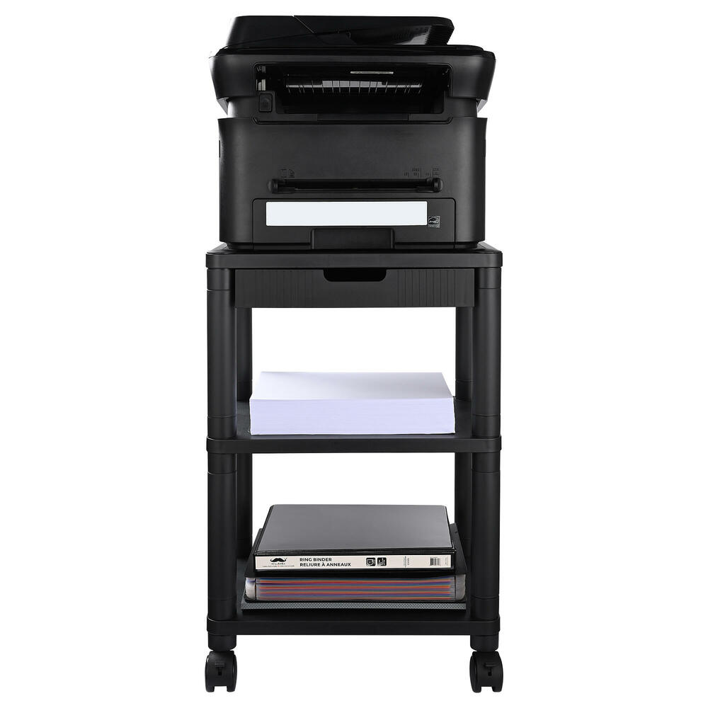 3-Tier Printer Stand with Drawer Mobile Printer Cart with 4 Swivel ...