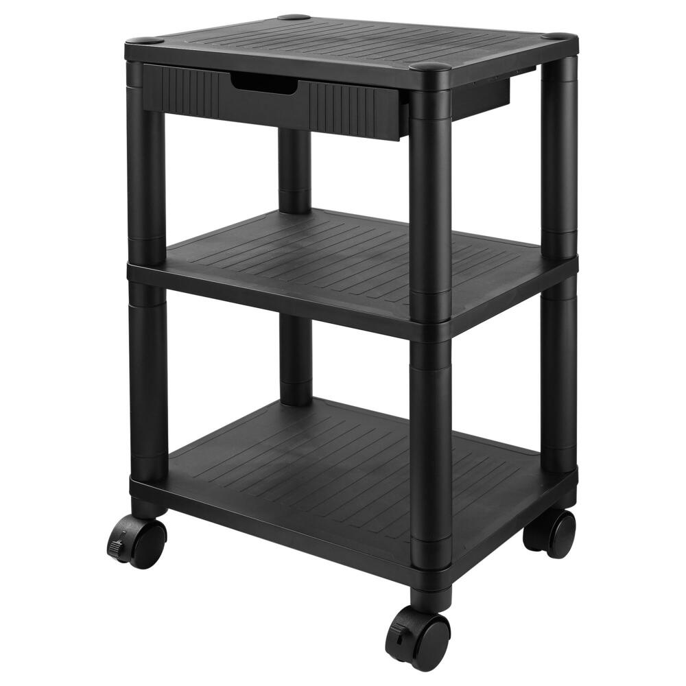 3-Tier Printer Stand with Drawer Mobile Printer Cart with 4 Swivel ...