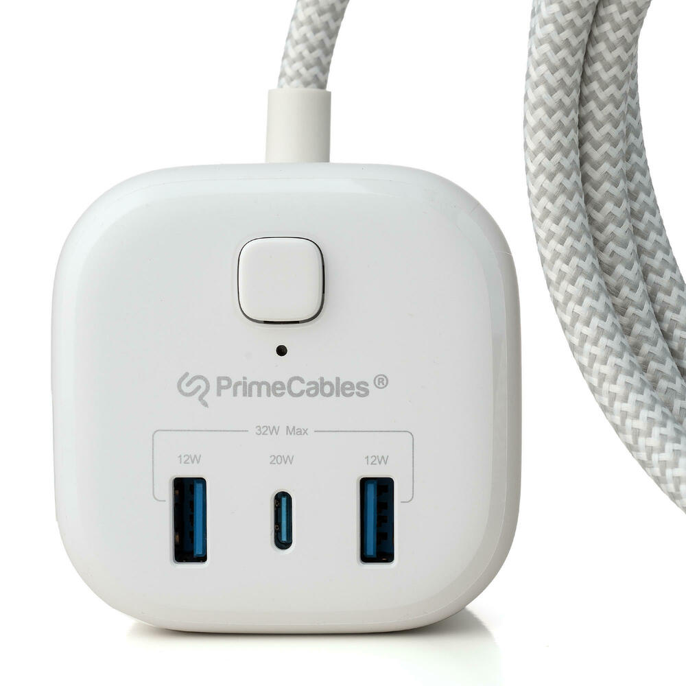32W Power Cube with 3 AC Sockets + 2 USB + 1 Type C and 1.5m Cord ...