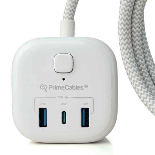 32W Power Cube with 3 AC Sockets + 2 USB + 1 Type C and 1.5m Cord ...
