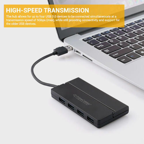 4-Port USB-A 3.0 Travel Hub – Compact & Fast