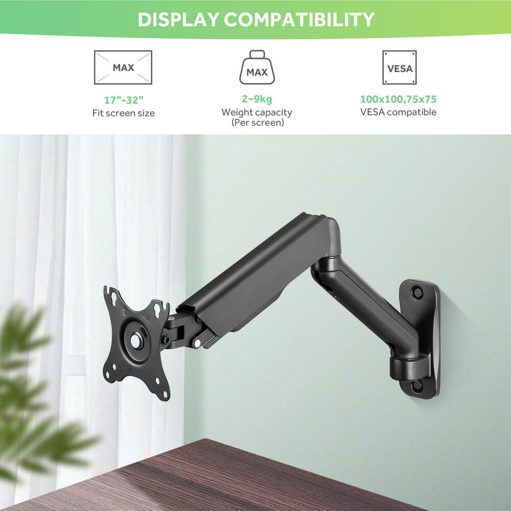 Single Arm Wall Monitor Mount – 17" to 32"