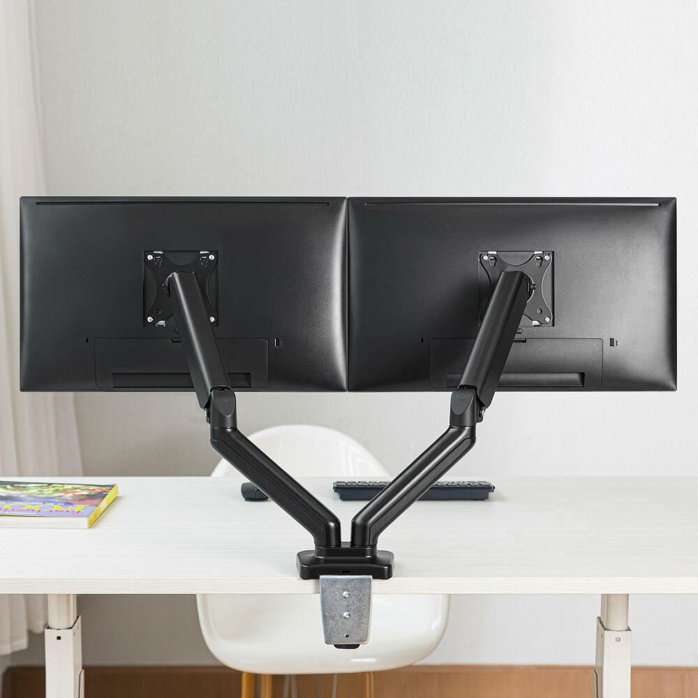 Gas Spring Dual Arm Monitor Stand with C Clamp and Grommet Mounting ...