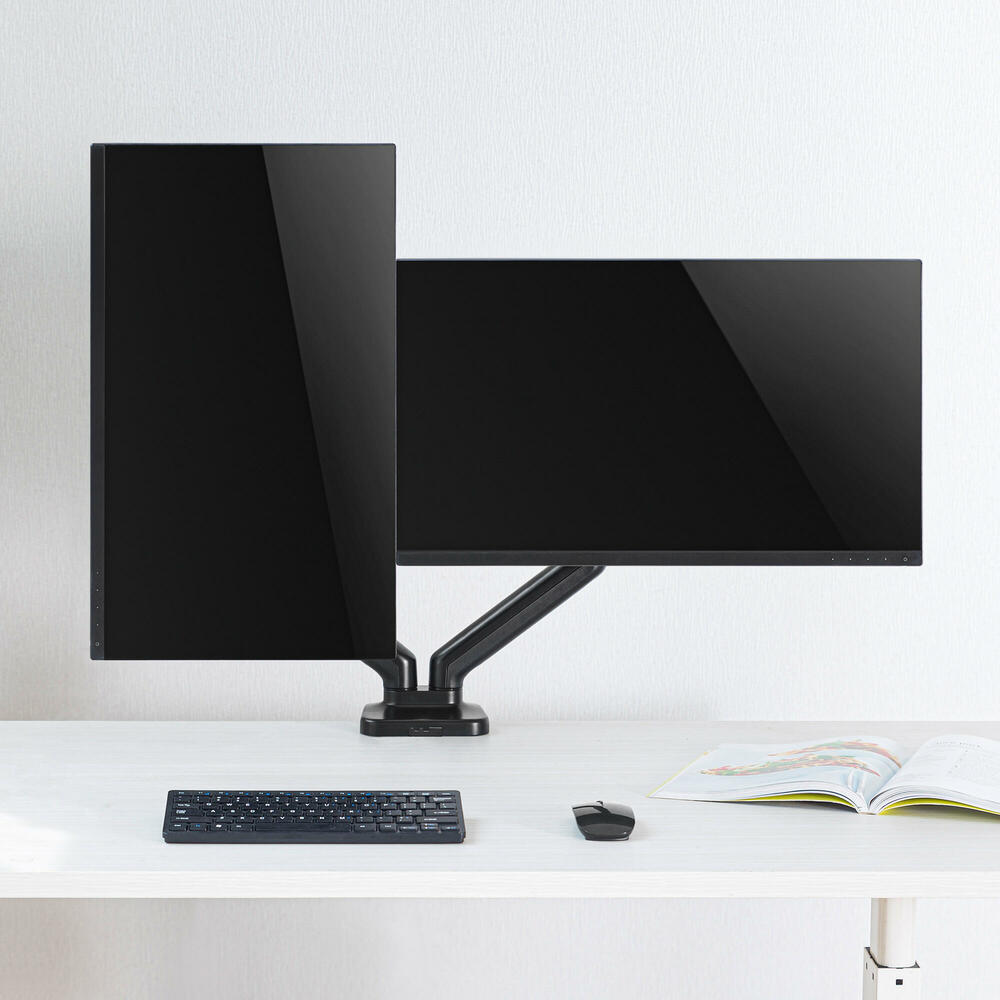 Gas Spring Dual Arm Monitor Stand with C Clamp and Grommet Mounting ...