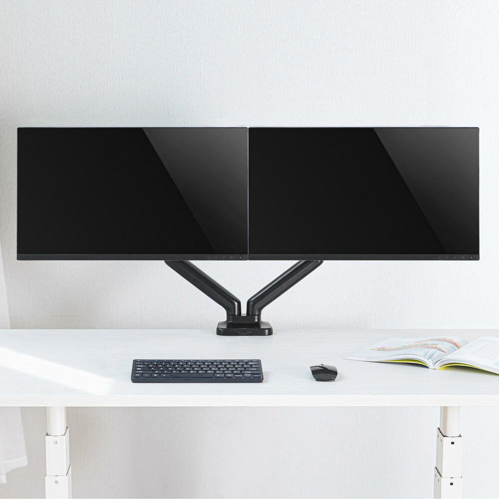 Gas Spring Dual Arm Monitor Stand with C Clamp and Grommet Mounting ...