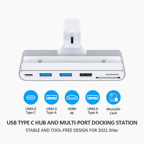 8 in 1 USB-C Hub and Docking Station for iMac 2021 24inch - PrimeCables®