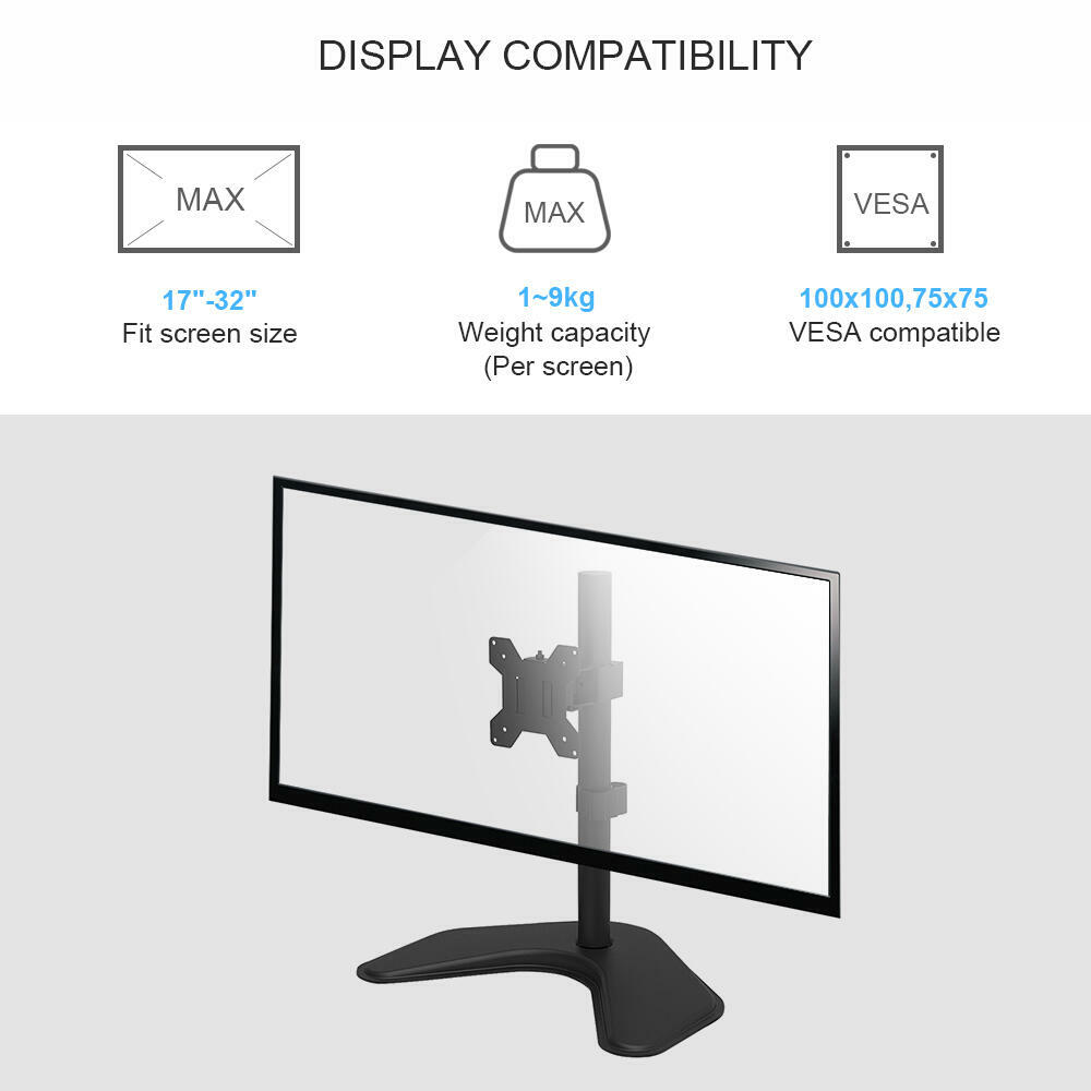 Adjustable Single Monitor Desktop Stand - VESA 75 x 100