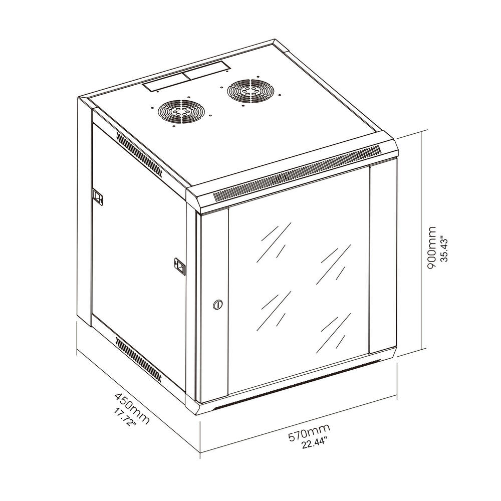 18U 19-Inch Professional Wall Mount Network Server Cabinet Rack with ...