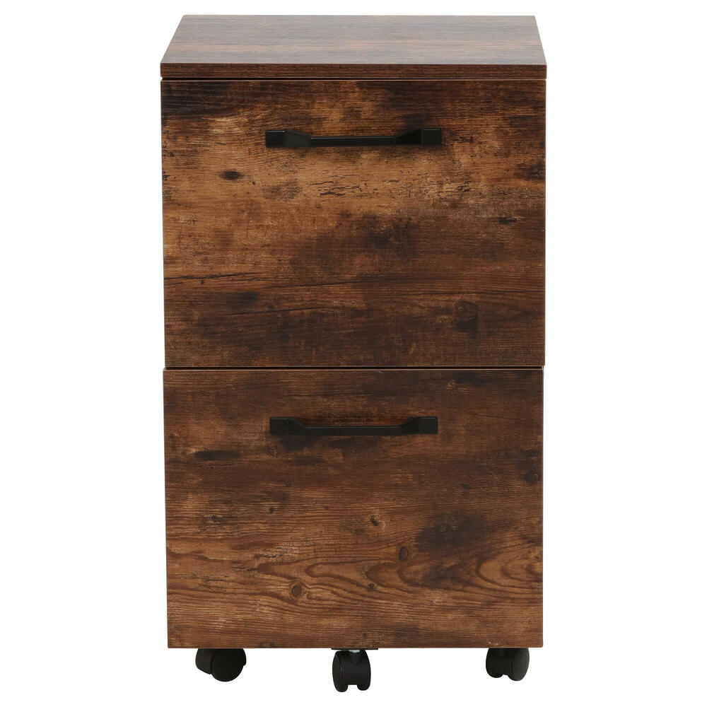 Wood File Cabinet with 2 Large Drawers & 5 Wheels - Moustache