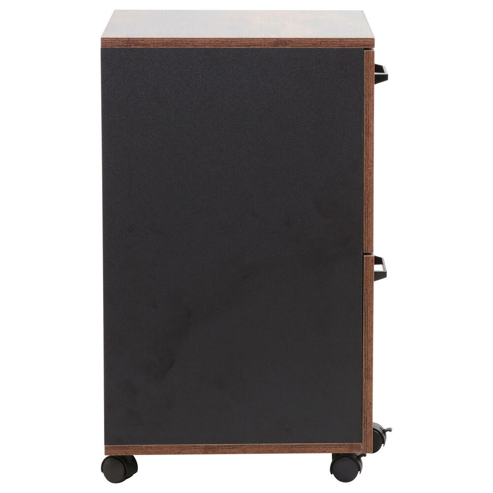 Wood File Cabinet with 2 Large Drawers & 5 Wheels - Moustache