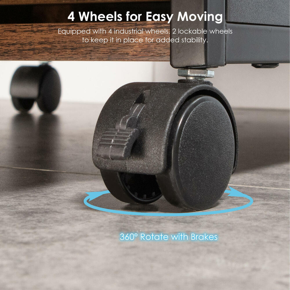 Armoire de bureau mobile, support d'imprimante 2 tiroirs, marron ...