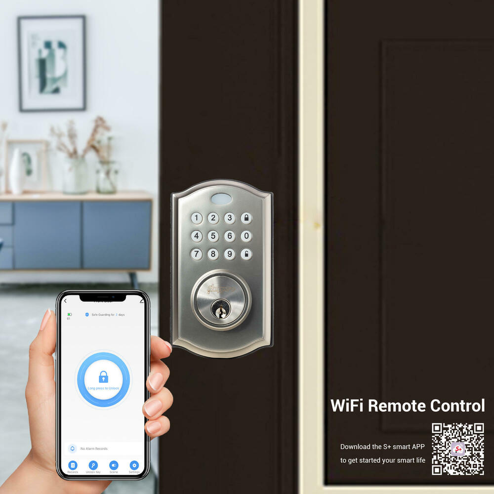 Smart Door Lock with WiFi, Keypad, Keys, Remote Control with APP ...