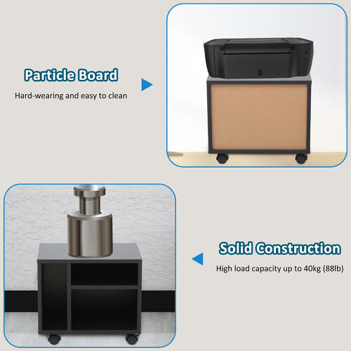 Two-Layer Mobile Wood Printer Stand Cabinet with 3 Storage Compartments ...