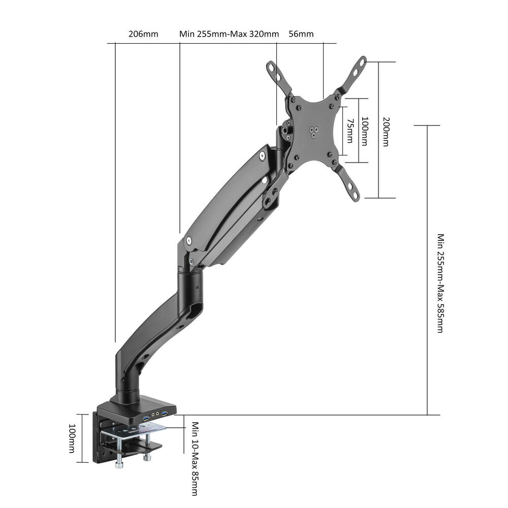 Super Heavy-Duty Swivel Single Monitor Arm Stand 17''-49'' Screen ...