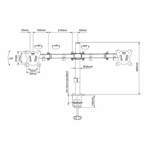 Dual Monitor Arm with HDMI Cable & Fasten Ties - PrimeCables