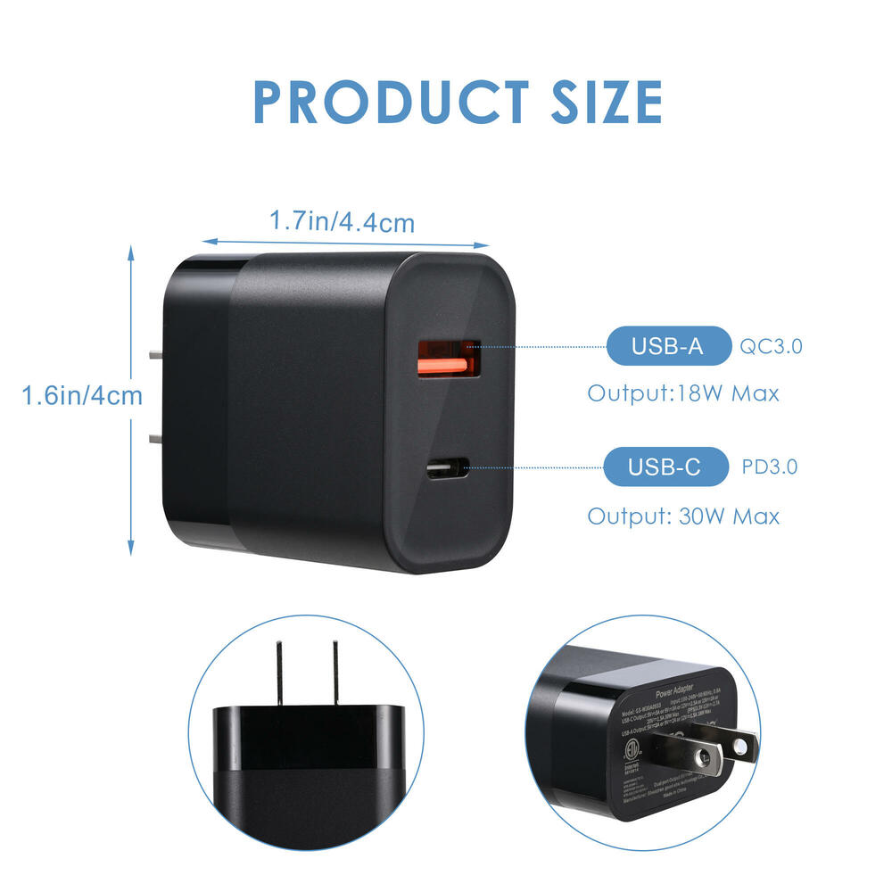 30W Type-C Wall Charger GaN PD3.0 PPS 2-Port USB-C Fast Charger, ETL ...