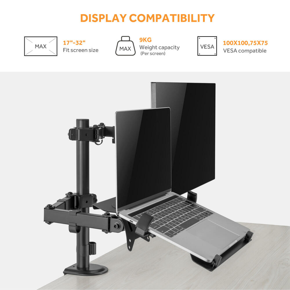 Support pour moniteur et ordinateur portable, bras pour moniteur unique ...
