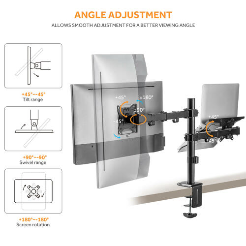 Monitor and Laptop Mount, Single Monitor Arm for 13"-27" Screens