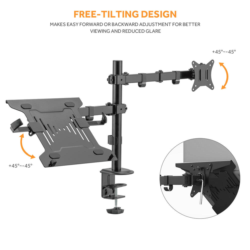 Monitor and Laptop Mount, Single Monitor Arm for 13"-27" Screens