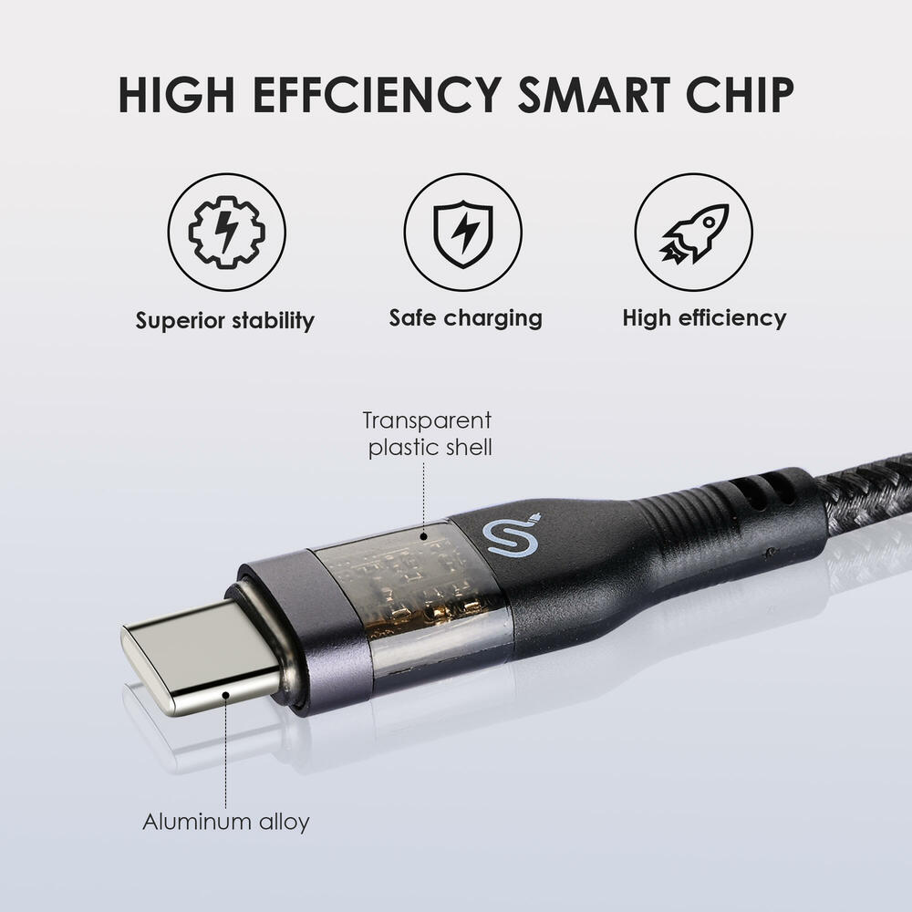 USB Type C to C Nylon Braided 60 W PD Charging Cable for Type-C Devices ...