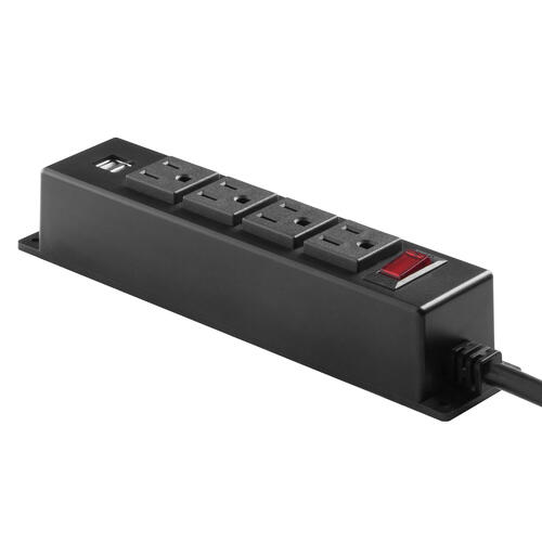 4-Outlet Under Desk Power Strip - 6.6ft - PrimeCables