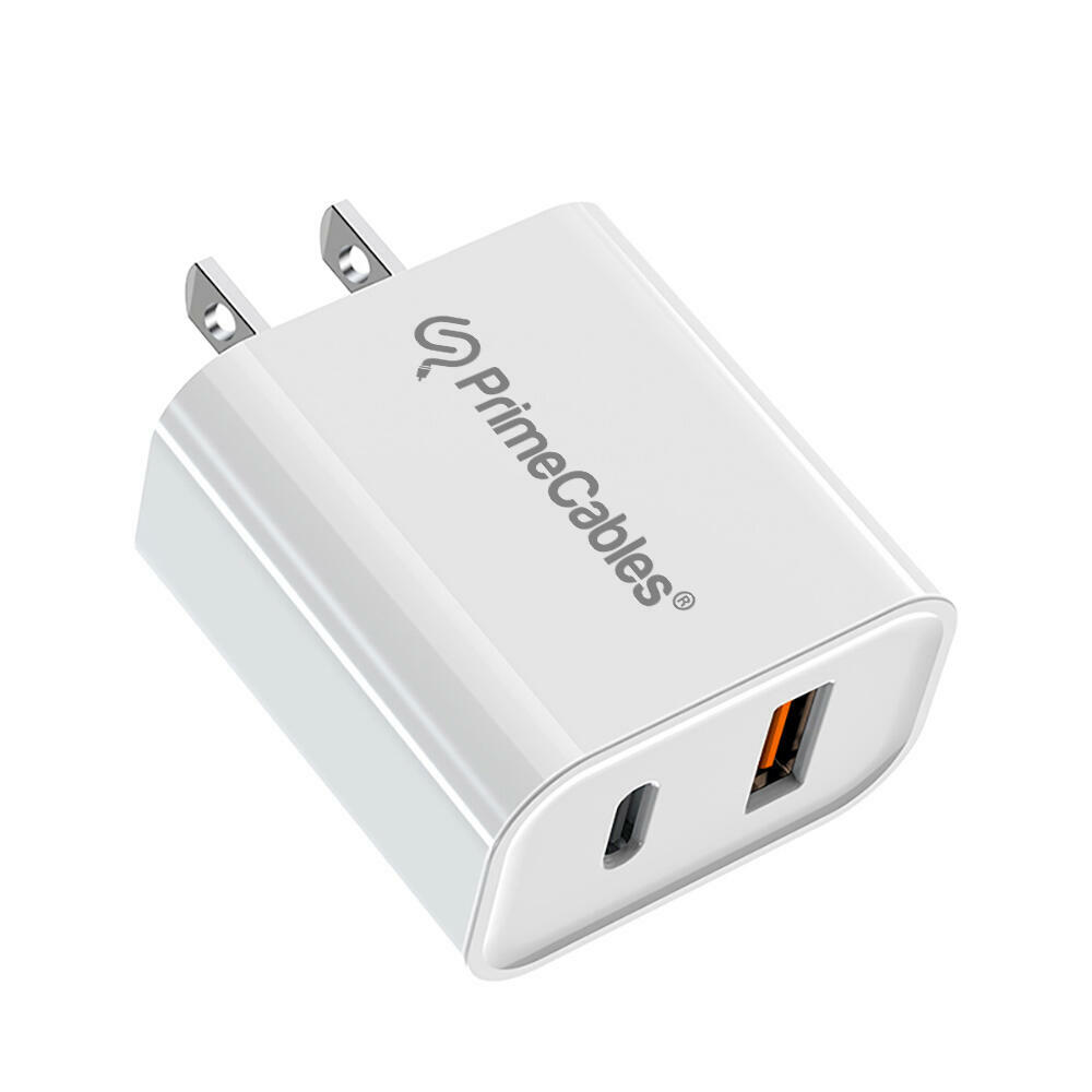 20W Dual Port USB Wall Charger - White - PrimeCables