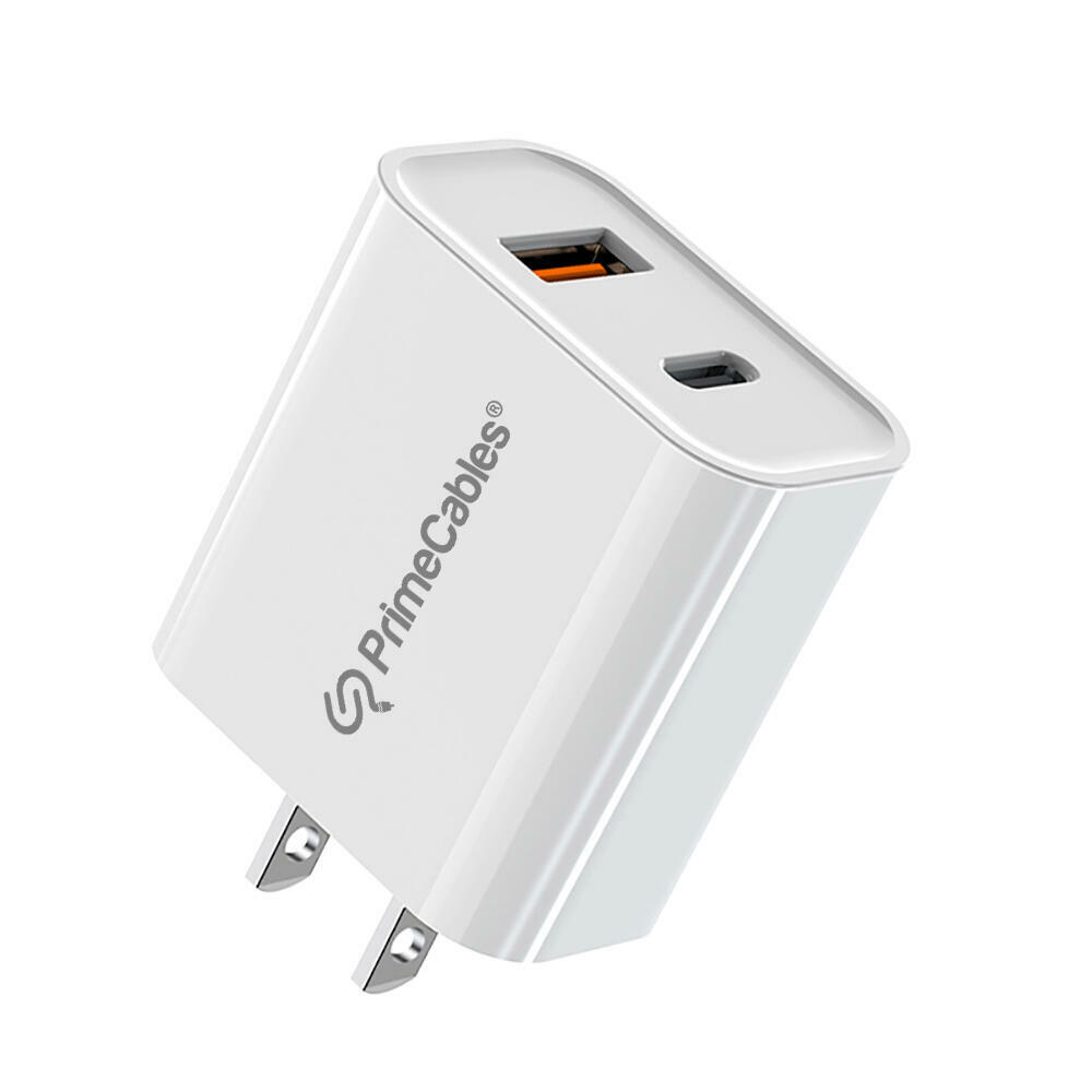 20W Dual Port USB Wall Charger - White - PrimeCables