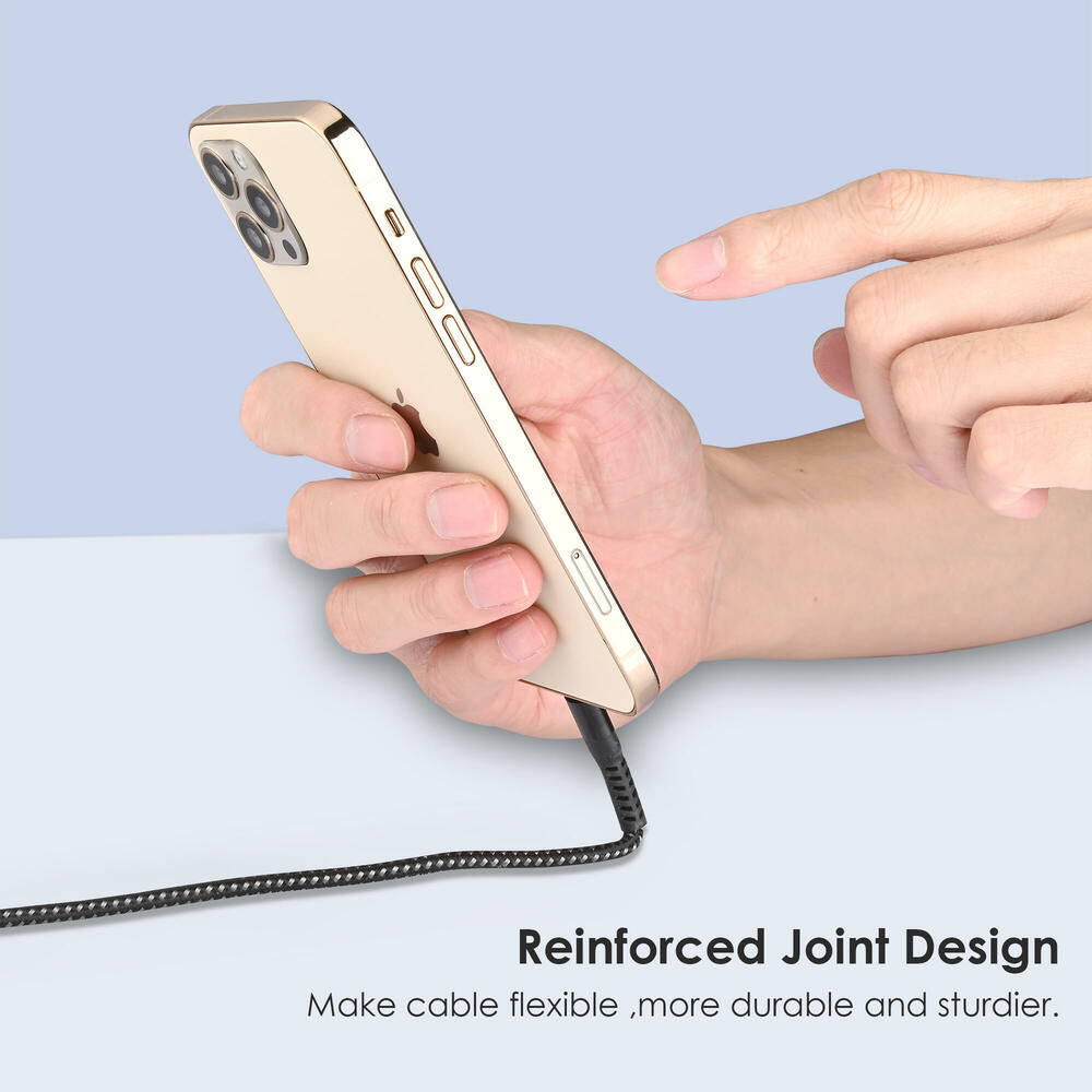 Nylon Braided Charger Cable 3ft Lightning to USB Cable Fast iPhone ...