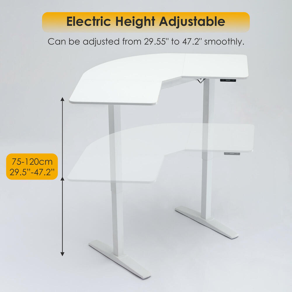 L-Shaped Electric Height Adjustable Standing Desk - PrimeCables