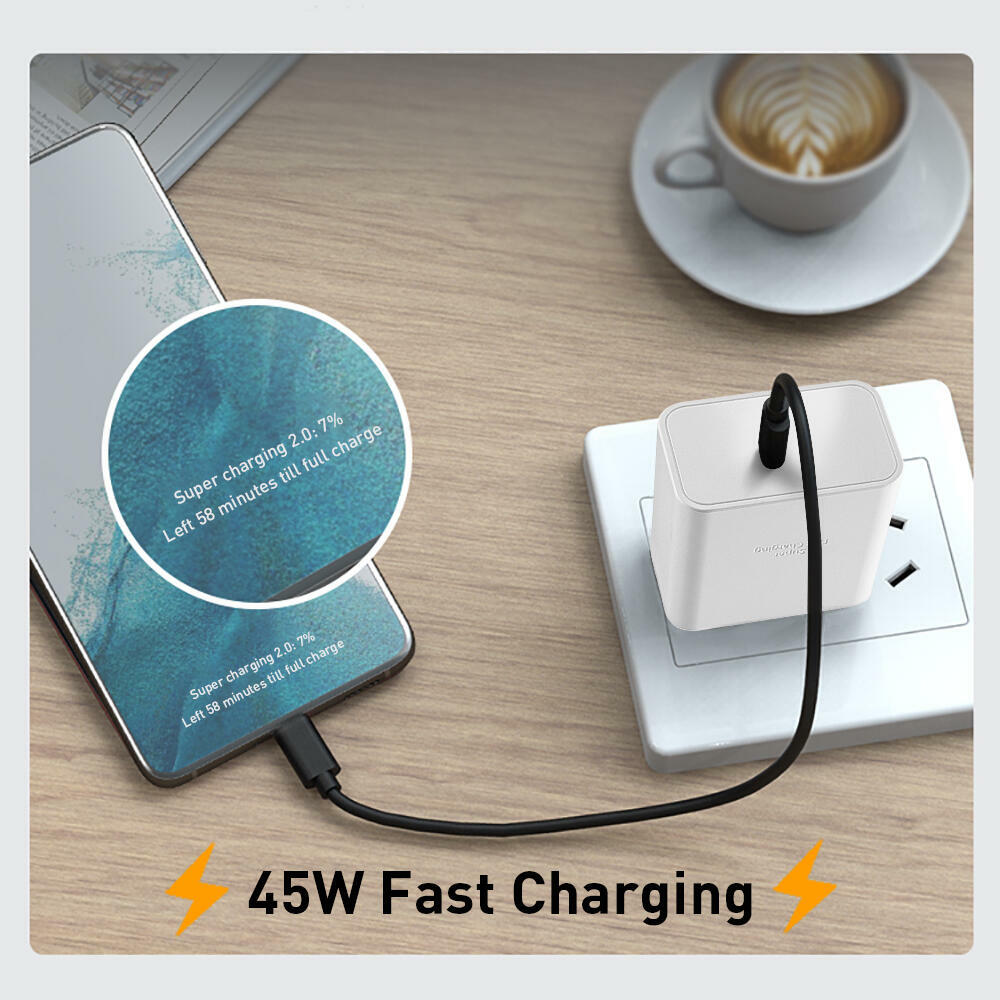 Mini Charger Adapter GaN Technology 45W USB-C PD Fast Charging Wall ...
