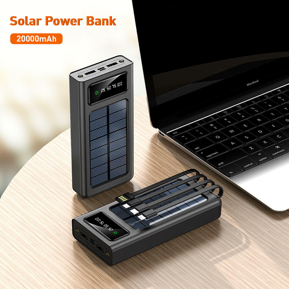 20000mAh Built-in Cable Solar Power Bank with Lamp and Digital Display ...