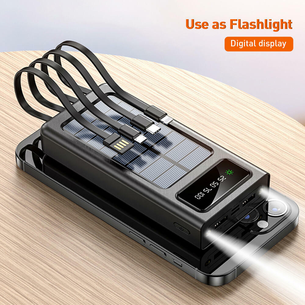 20000mAh Built-in Cable Solar Power Bank with Lamp and Digital Display ...