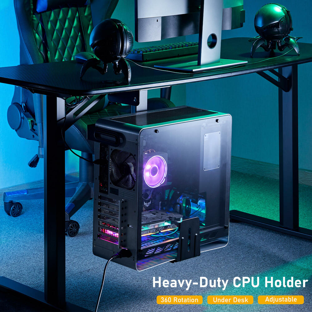 360° Rotate Heavy-Duty Adjustable Under Desk Wall Mounted CPU Holder ...
