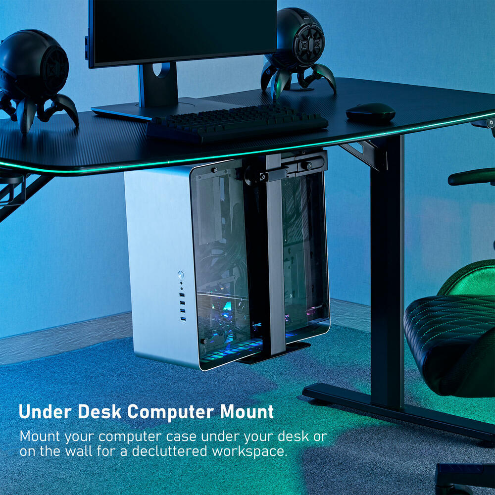 360° Rotate Heavy-Duty Adjustable Under Desk Wall Mounted CPU Holder ...