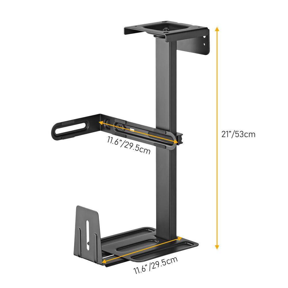 360° Rotate Heavy-Duty Adjustable Under Desk Wall Mounted CPU Holder ...