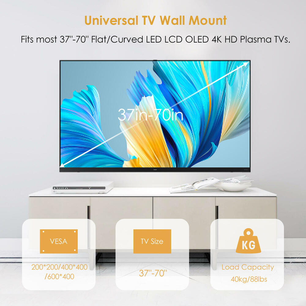 Full Motion Articulating TV Wall Mount for 37-70in TVs Holds up to ...