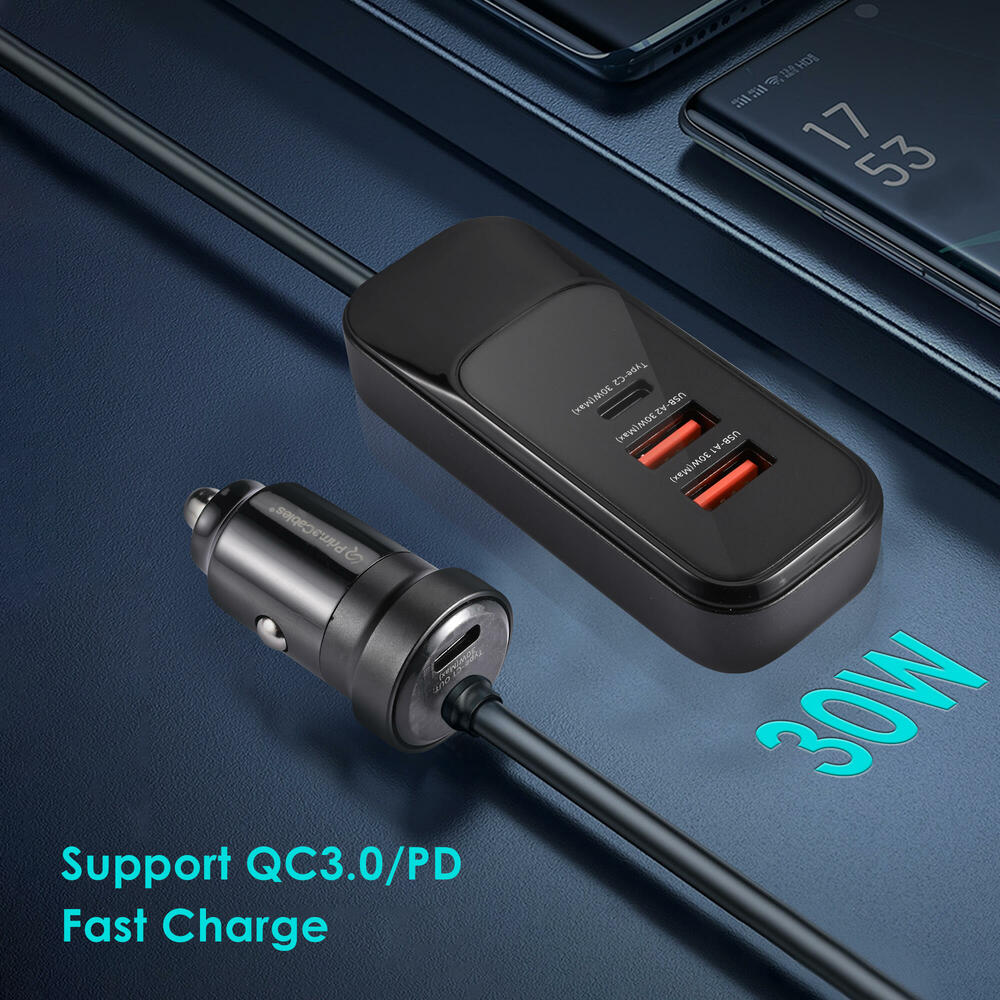 4-Port USB Car Charger with Voltage Display – PrimeCables®