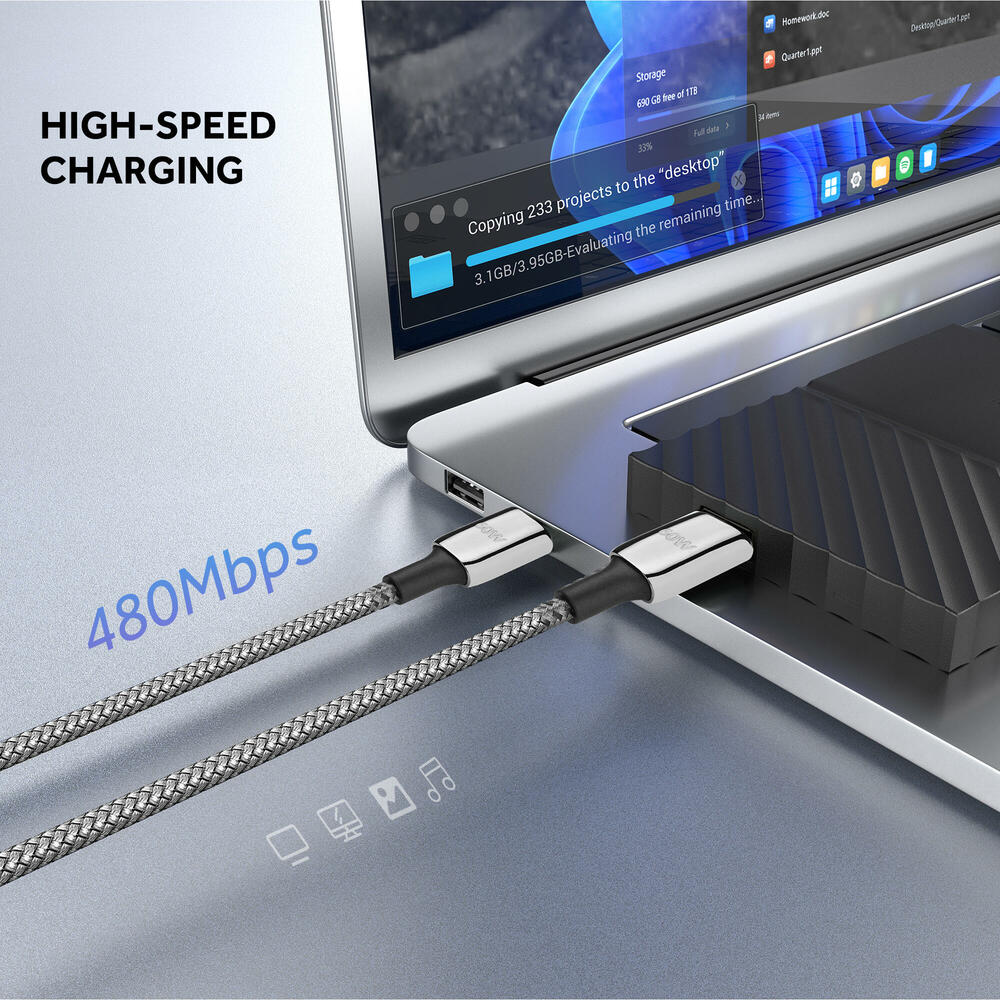 1.2m USB-C to USB-C High-Speed Charging Cable - 60W