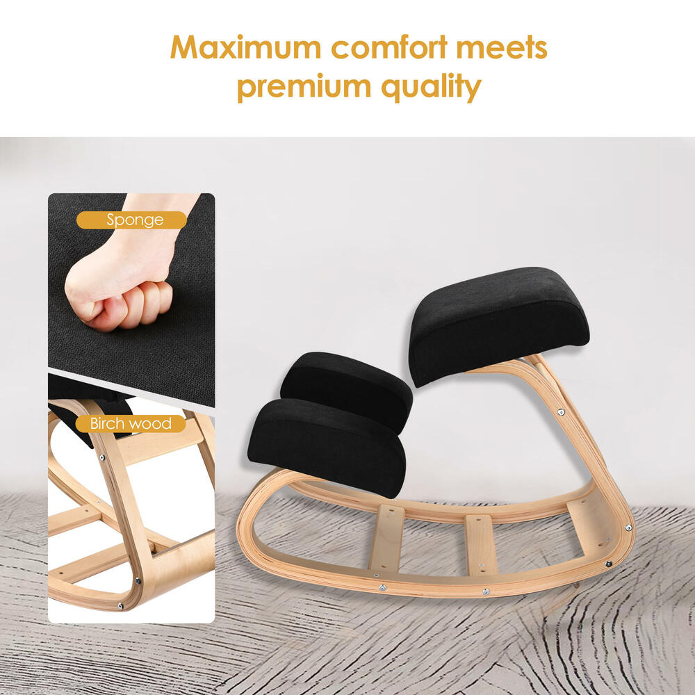 Rocking Wooden Kneeling Chair Ergonomic Wood Knee Stool - Moustache®
