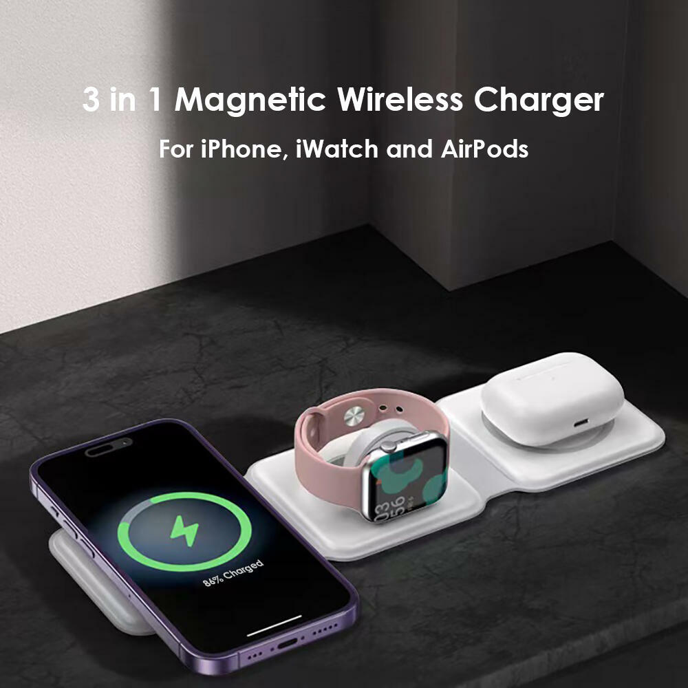 3 in 1 Magnetic Wireless Charger Folding Fast Wireless Charging Pad ...