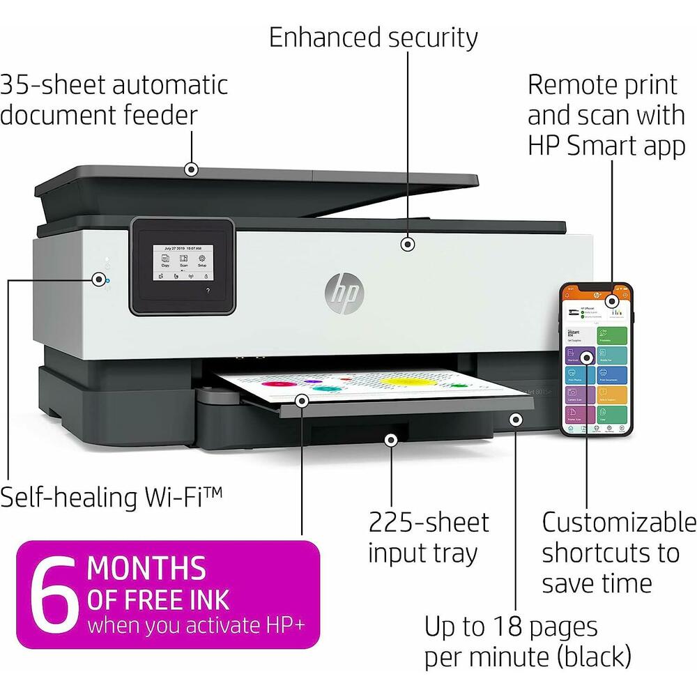 HP OfficeJet 8015e Wireless All-In-One Color Inkjet Printer with Bonus ...