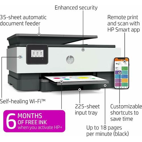 HP OfficeJet 8015e Wireless All-In-One Color Inkjet Printer with Bonus ...