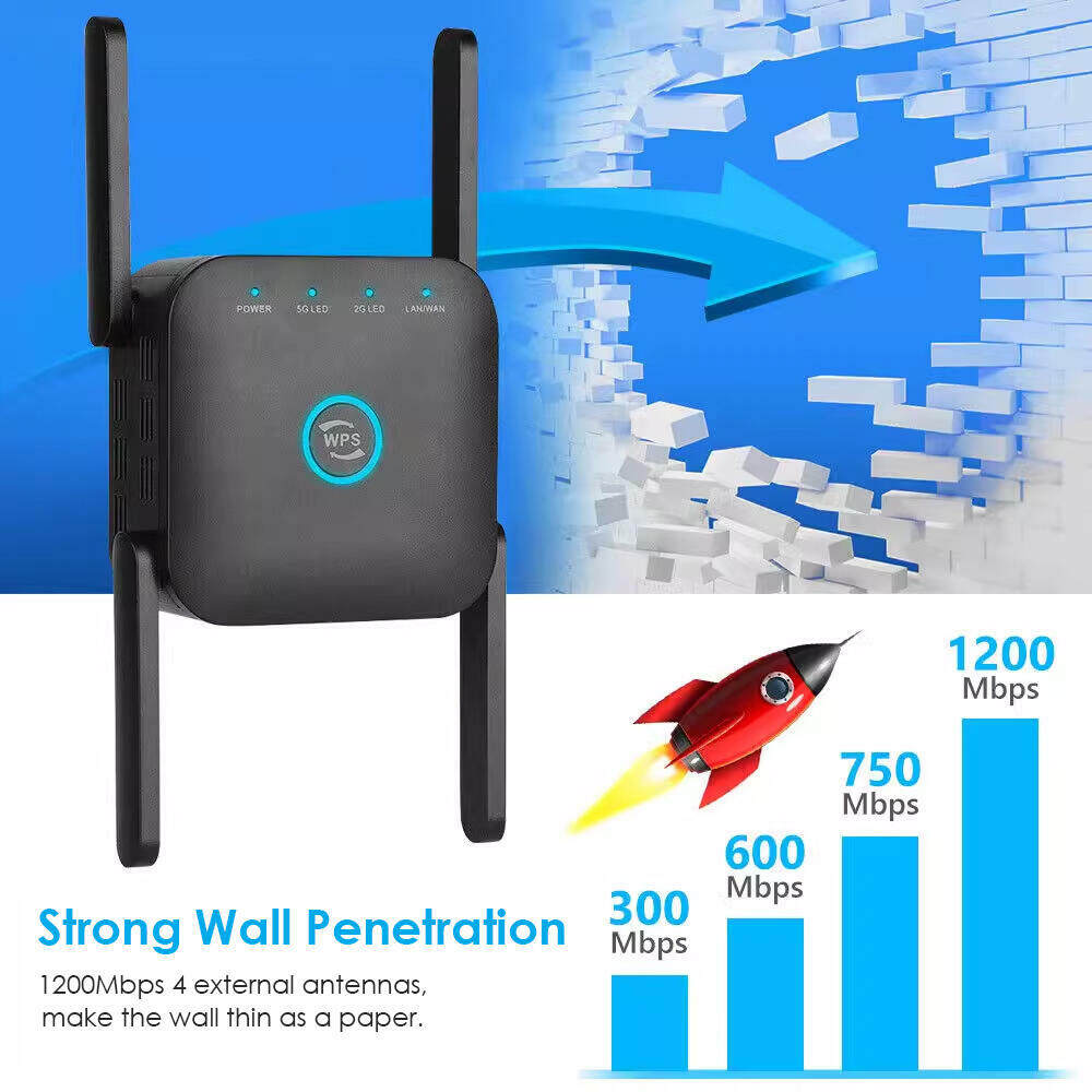 1200Mbps WiFi Repeater, WiFi Extenders Signal Booster, 2.4G/5G Dual Band