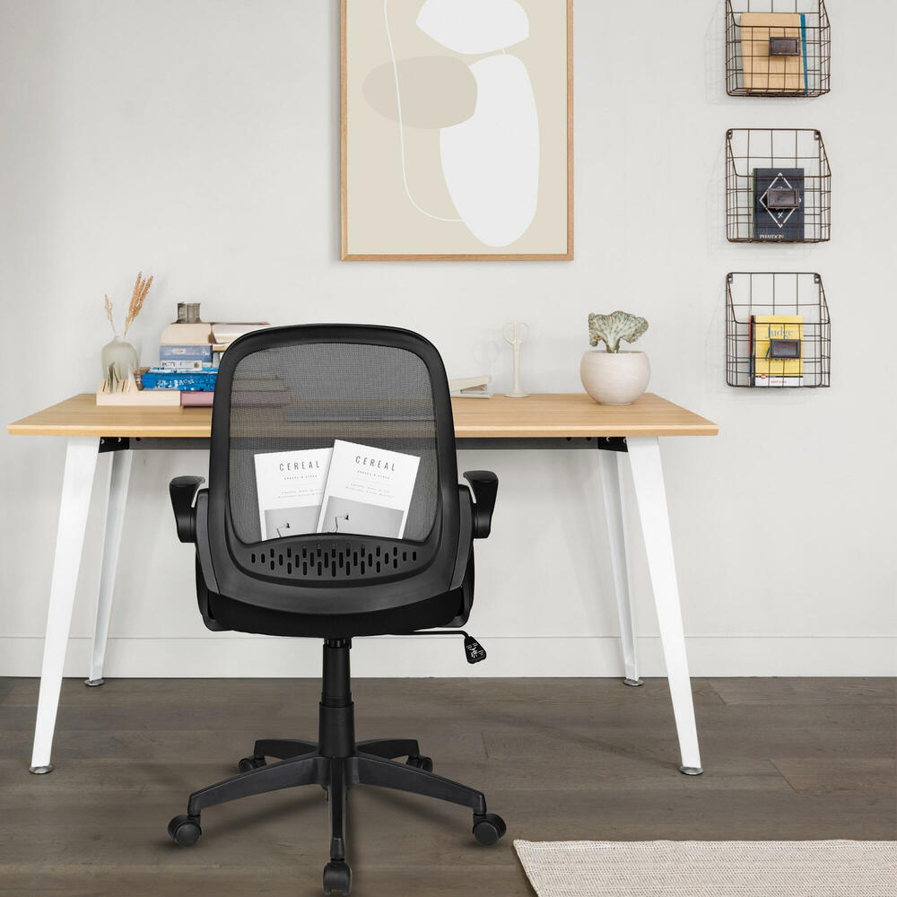 Mid-Back Ergonomic Office Chair with Flip-up Armrests