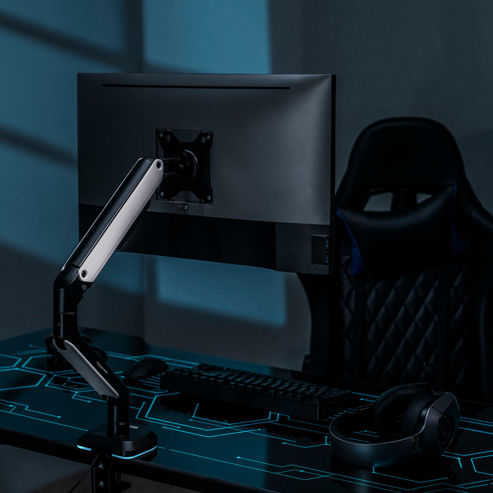 RGB Light Clamp-on Single 17 to 32 inch Pneumatic Monitor Arm ...