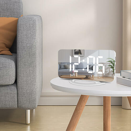 Digital Alarm Clock,Large LED Mirror Display, USB Charging Ports ...