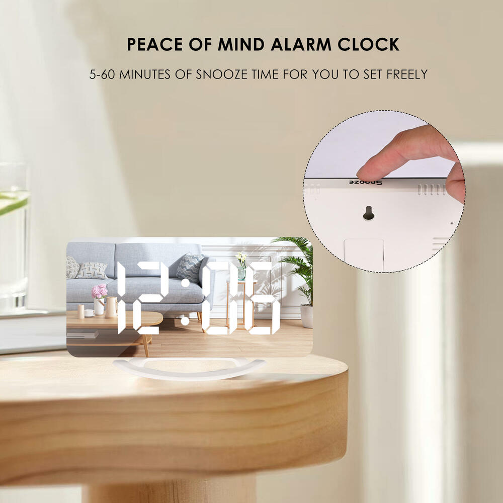 Digital Alarm Clock,Large LED Mirror Display, USB Charging Ports ...