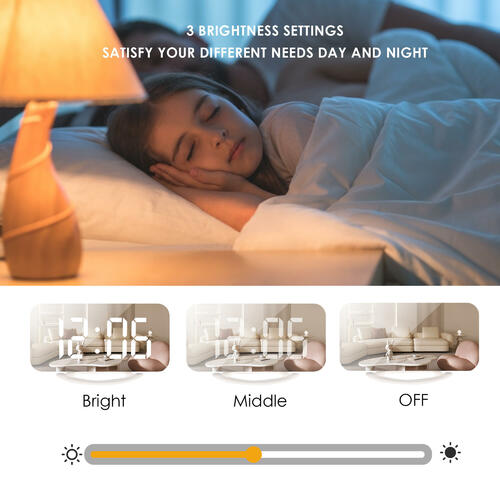 Digital Alarm Clock,Large LED Mirror Display, USB Charging Ports ...