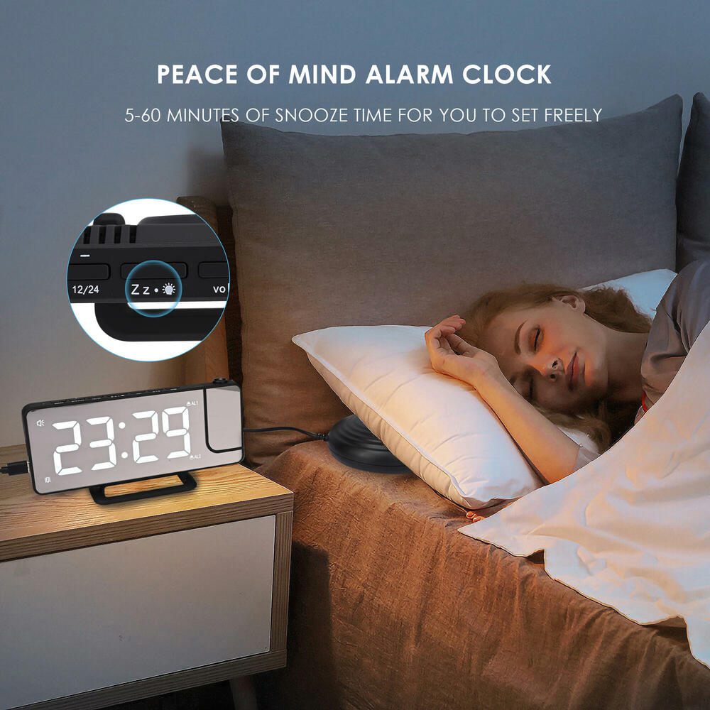 Digital Vibration & Alarm Clock with Projector, Mirror Alarm Clock with ...