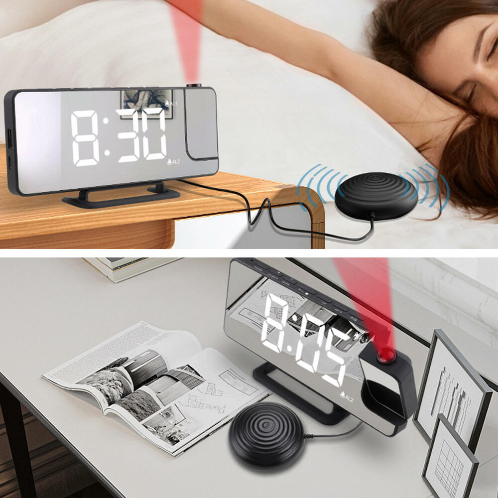 Digital Vibration & Alarm Clock with Projector, Mirror Alarm Clock with ...